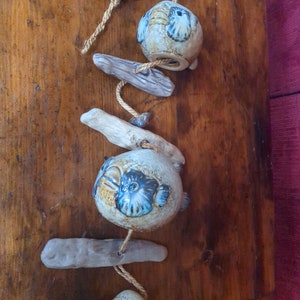 Vintage Pottery Fish/drift Wood/sea Shell Wind Chime/handcrafted/41 ...