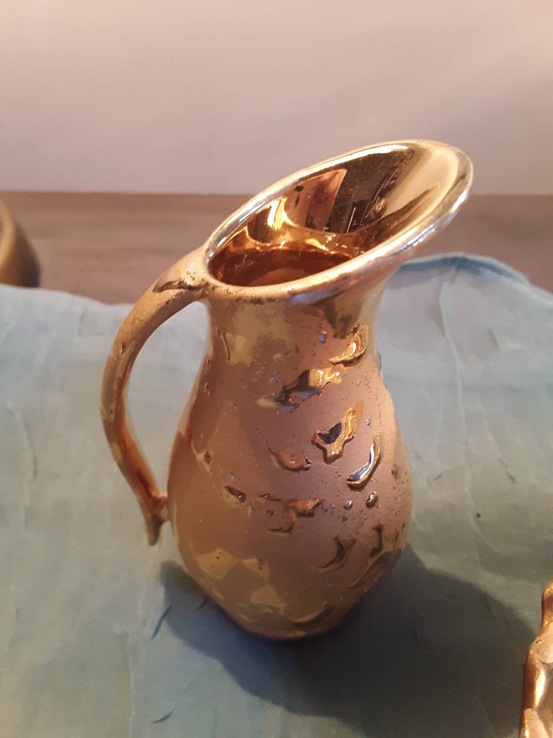 Vintage Weeping Gold Candy Dish and Mini Weeping Gold Pitcher - Etsy