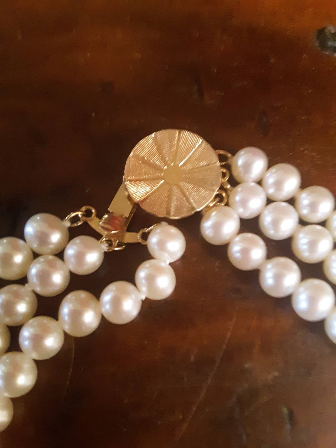 Gorgeous Vintage 1950's Triple Strand Japanese Saltwater Akoya Pearl ...