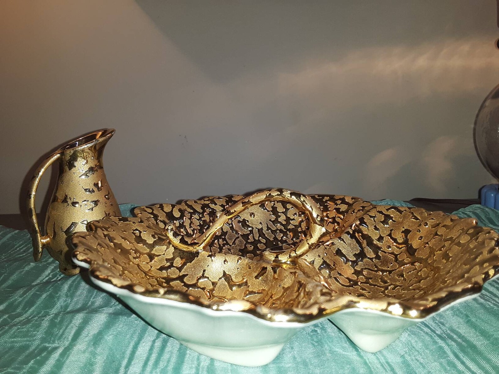 Vintage Weeping Gold Candy Dish and Mini Weeping Gold Pitcher - Etsy