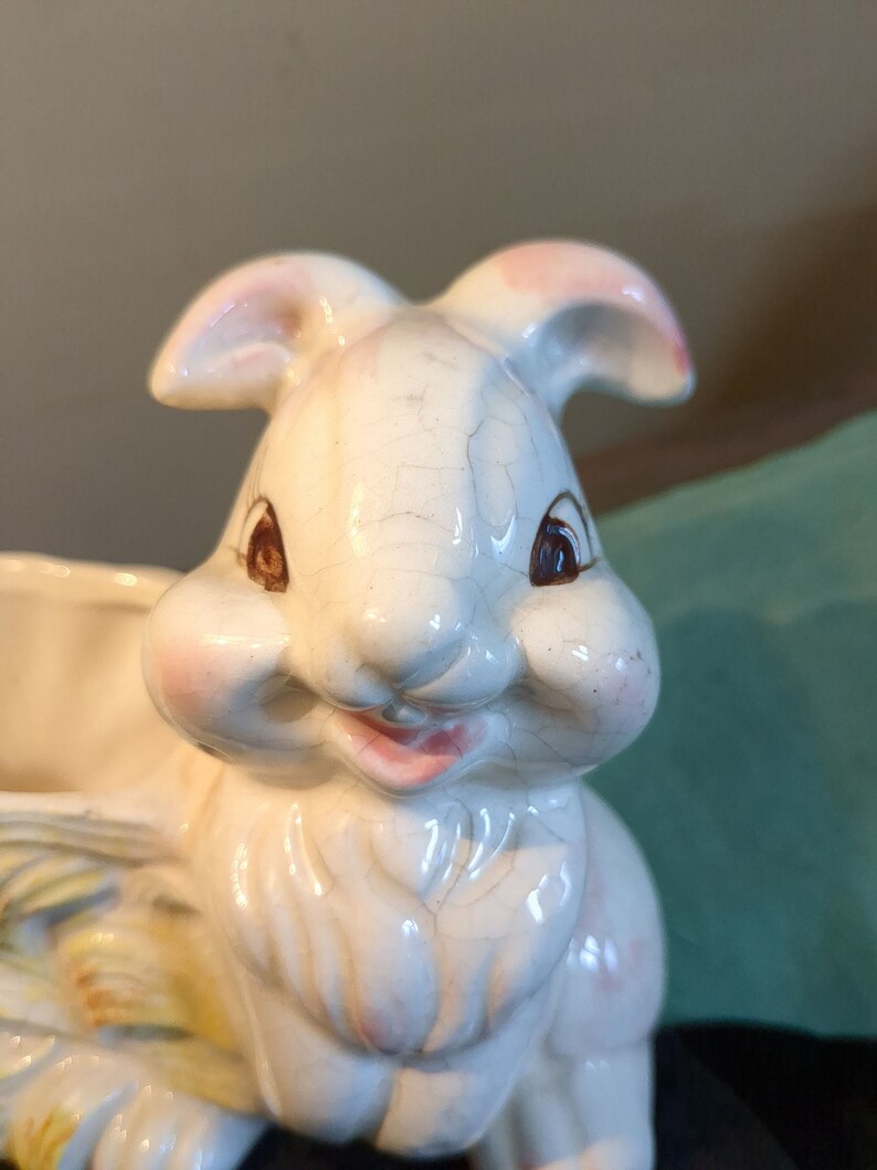 Vintage Bunny Rabbit Pottery Planter/easter Decoration/collectable ...