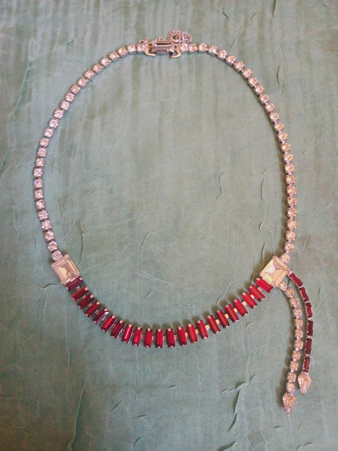 Vintage 1920's Art Deco Style Denbe Rhinestone Choker Necklace ...