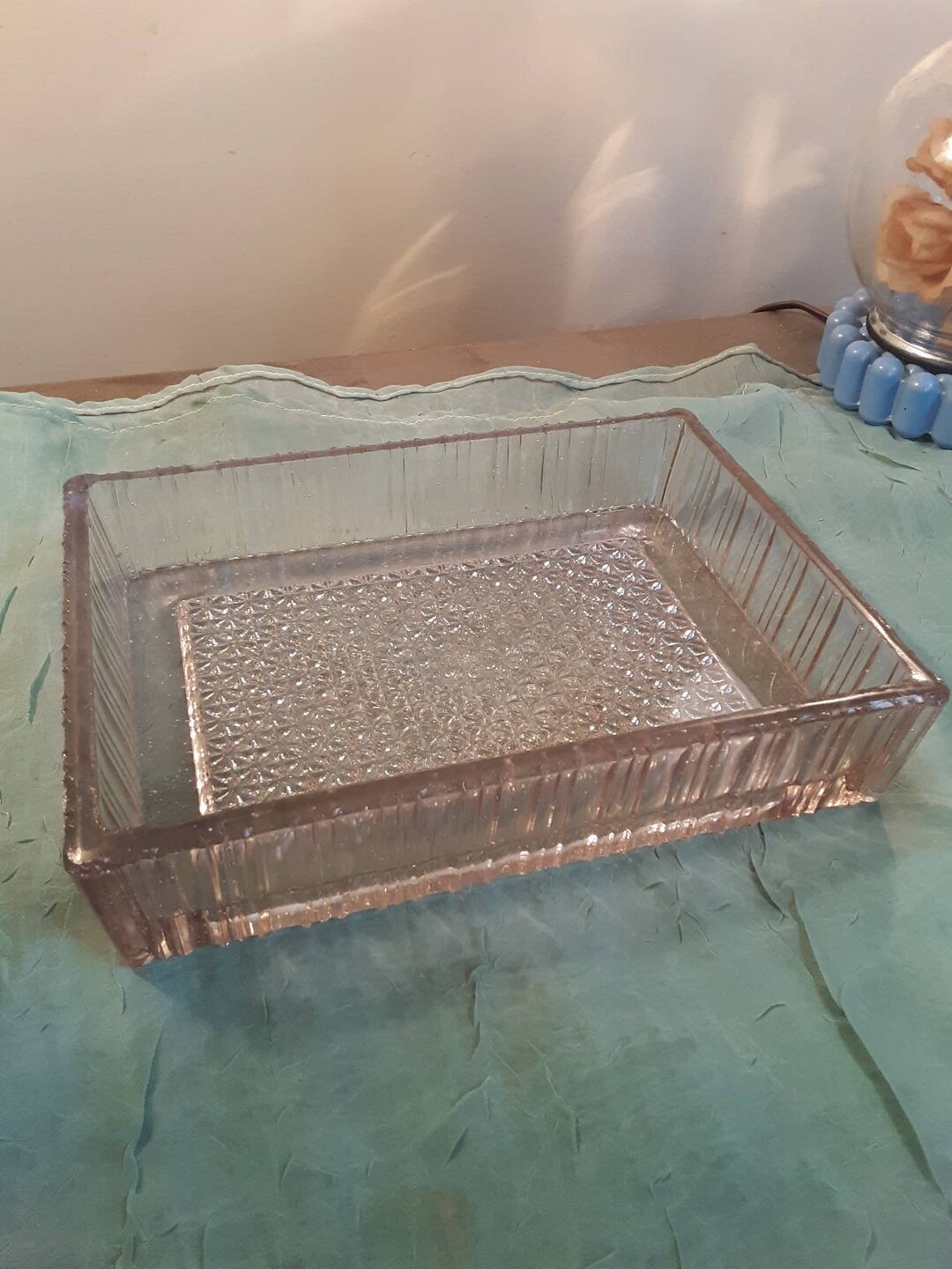 Antique Rose Colored Pattern Glass Vanity Dish. Pressed/molded Glass - Etsy