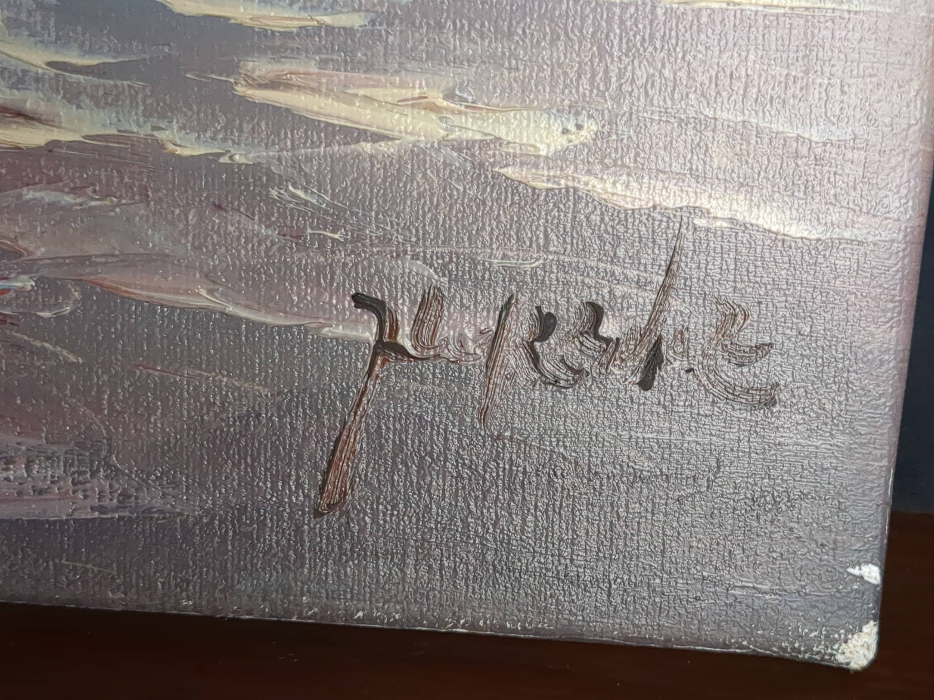 Vintage Oil Painting on Canvas Harbor Scene/fishing Shacks,boats ...