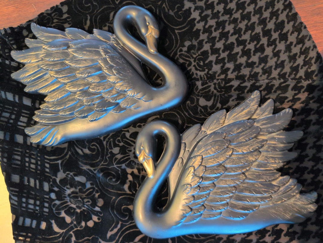 Vintage 1968 Miller Studios Chalkware Black Swan Plaques/great ...