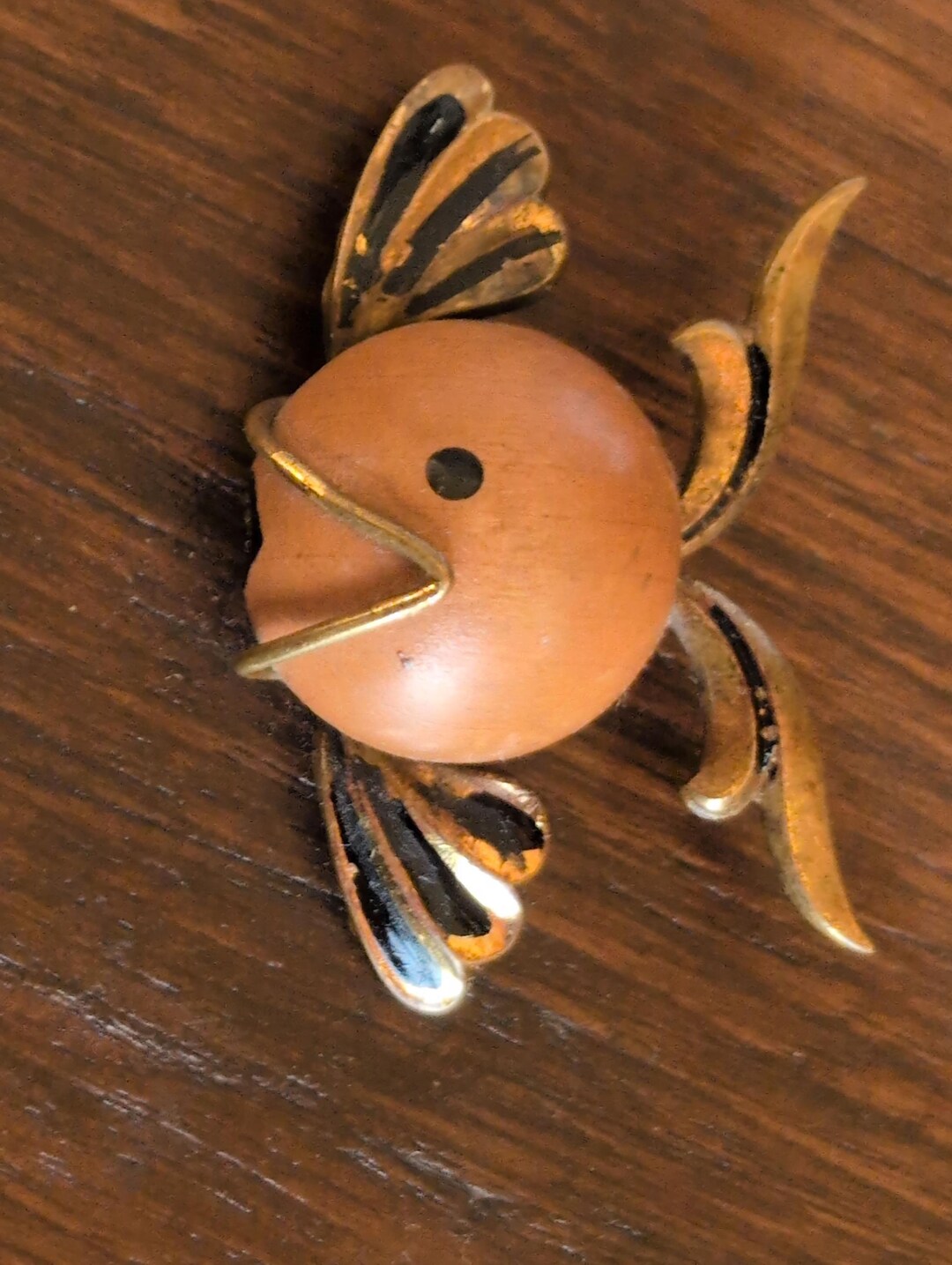 Vintage Handcrafted Artisan Fish Brooch/pin/wood/brass/unique and Very ...