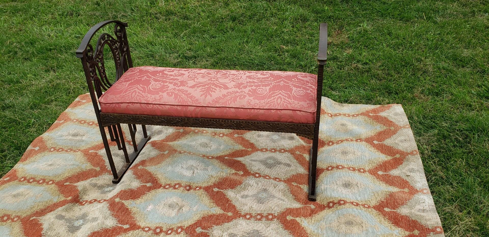 Antique 19th Century Victorian Cast Iron Window Bench/with Cushion ...