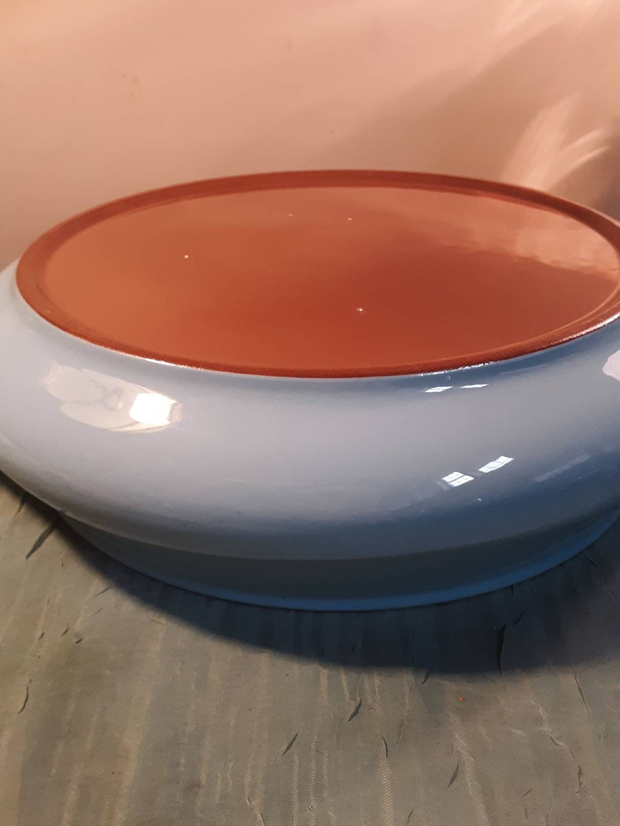 Vintage Ceramic Ironware/atomic Style Lidded Casserole Dish. Turquoise ...