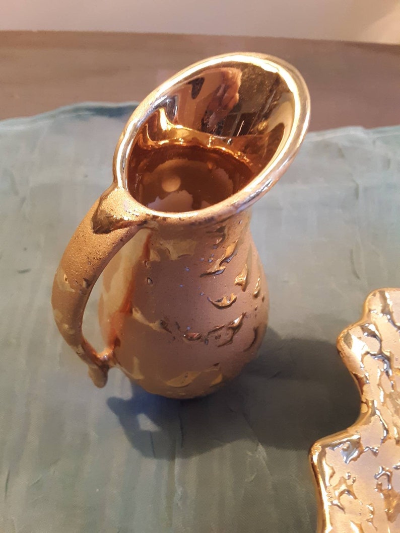 Vintage Weeping Gold Candy Dish and Mini Weeping Gold Pitcher - Etsy