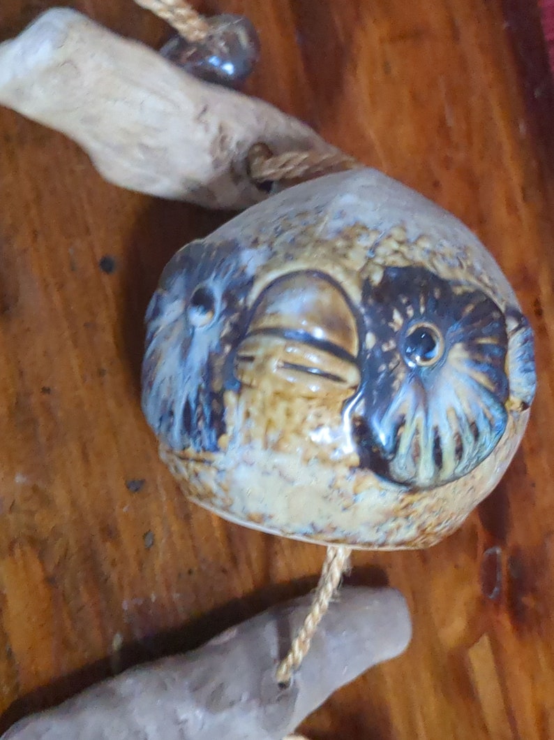 Vintage Pottery Fish/drift Wood/sea Shell Wind Chime/handcrafted/41 ...