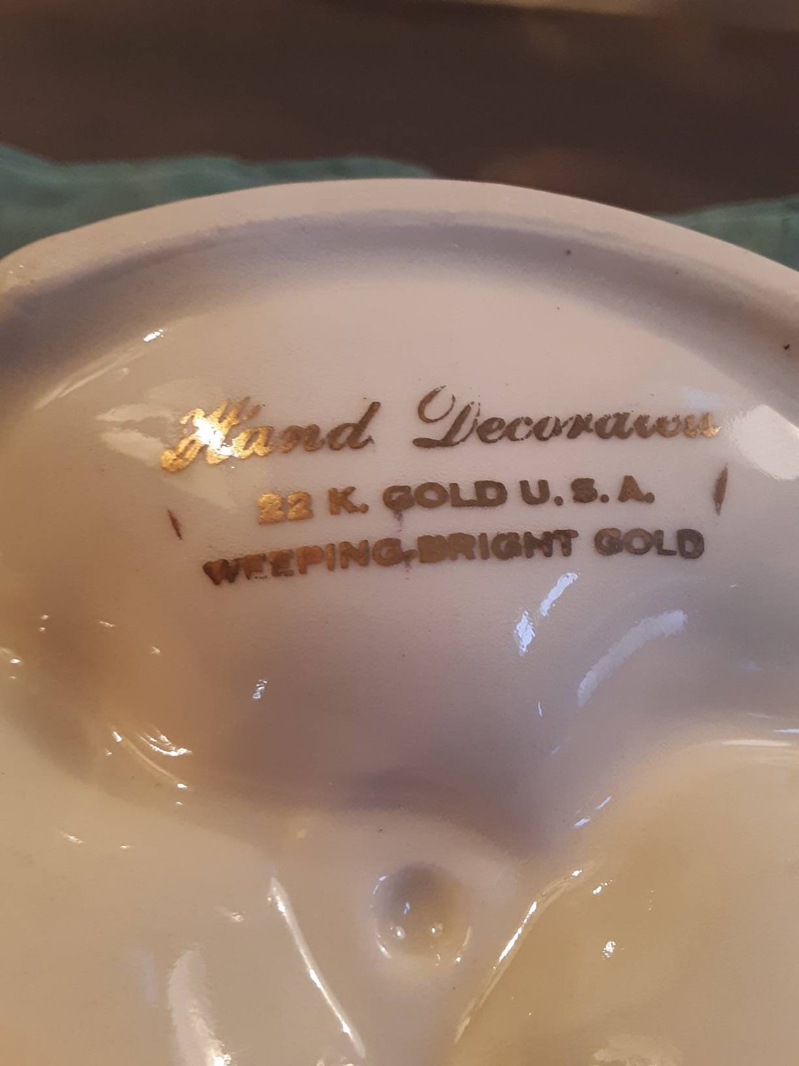 Vintage Weeping gold candy dish and Mini Weeping gold pitcher | Etsy