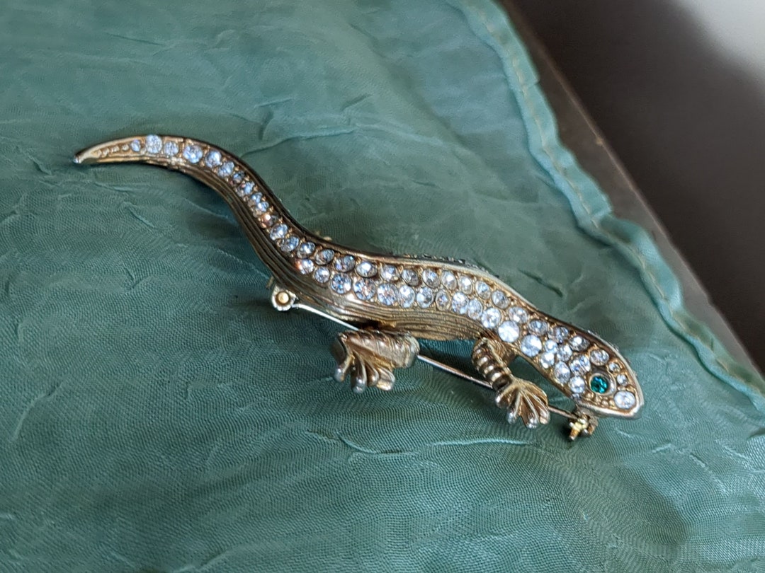 Vintage Rhinestone Lizard Brooch/fantastic Condition/high End/signed ...