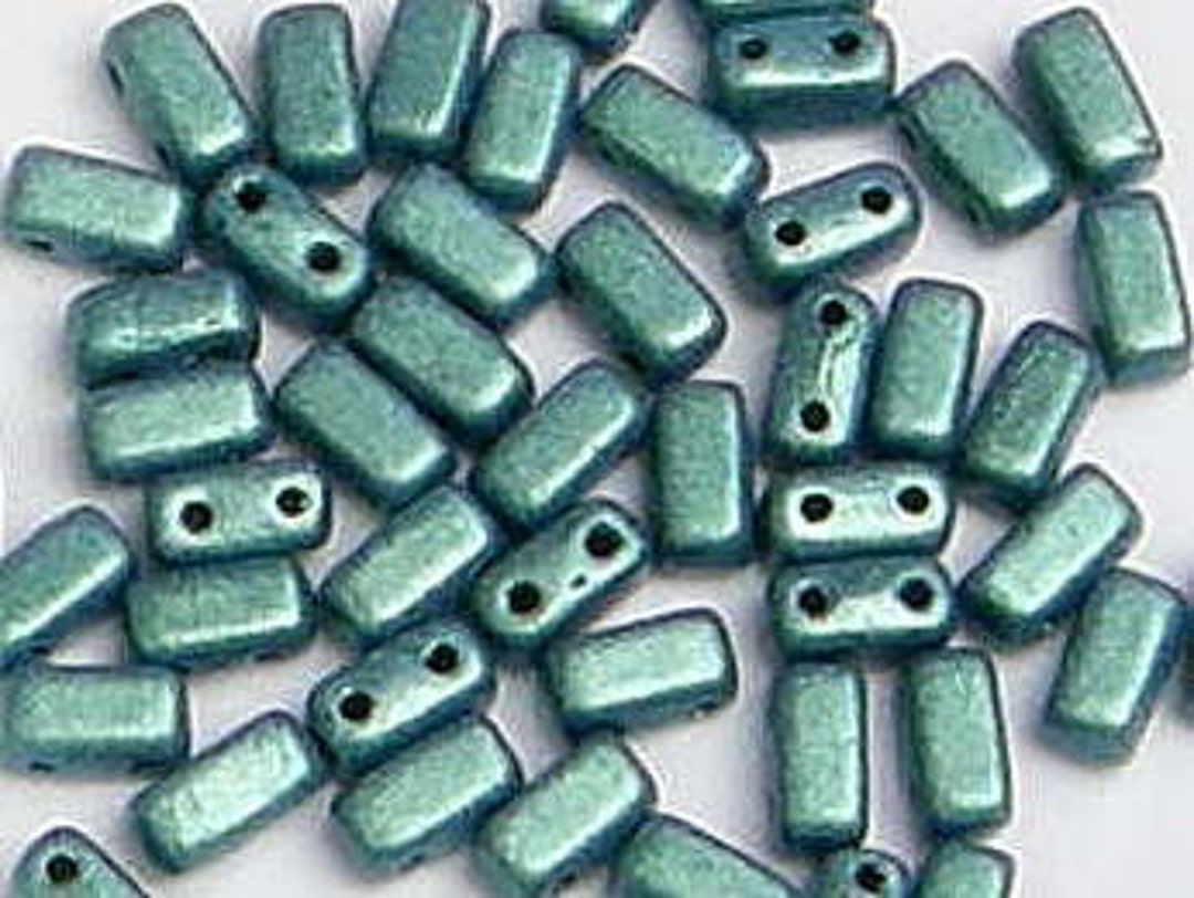Czechmate Brick, Metallic Suede Light Green, 2-hole Bead, (79051), 50 ...