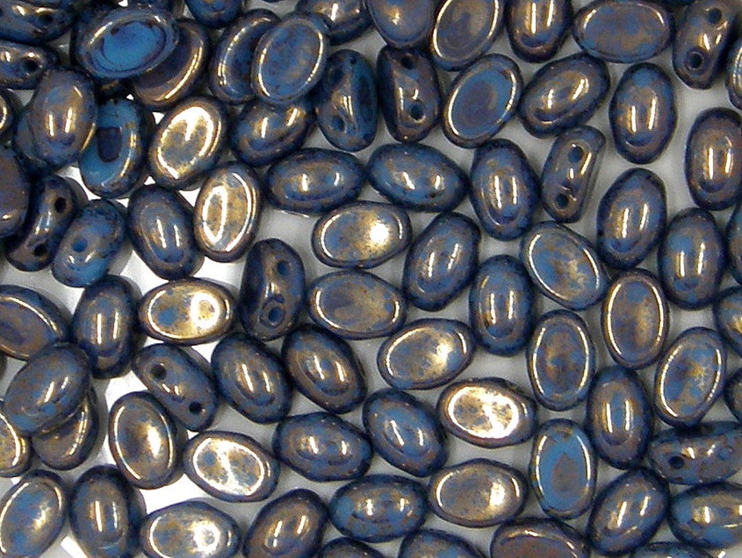 Samos® Par Puca® Bead, Opaque Blue Turquoise Bronze, 2-hole, 25 Count ...