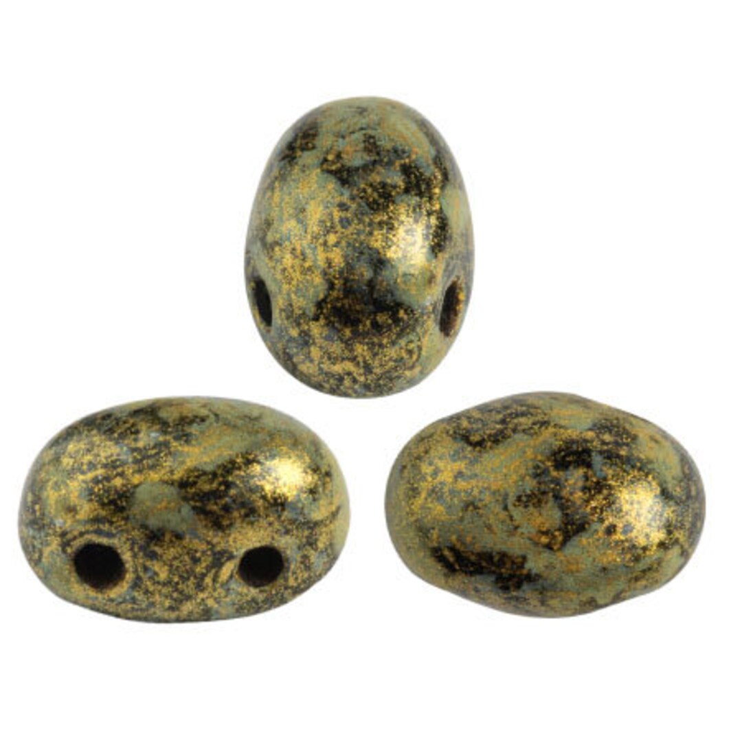 Samos® Par Puca® Bead, Metallic Matte Old Gold Spotted, 2-hole, 25 ...
