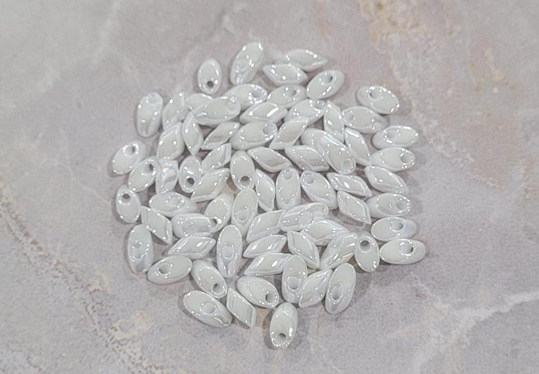 Miyuki, Long Magatama, White Pearl Ceylon, 4x7mm, Glass Seed Bead, (LMA ...
