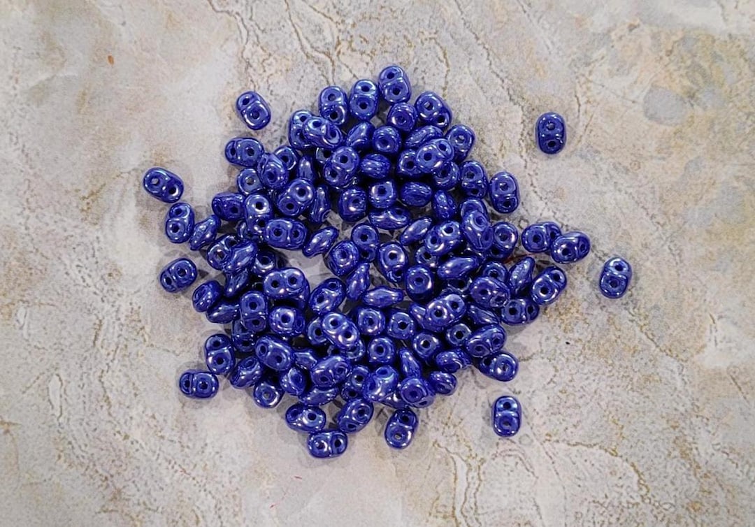 Superduo,opaque Blue Luster, 2 Hole Beads, (L33050), 2.5mmx5mm, 9 Grams ...