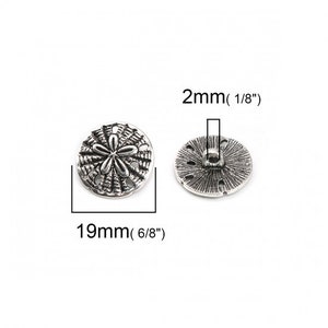 Sand Dollar Buttons, Metal Shank, 3/4" Diam., 5 Count (button -11) - Etsy