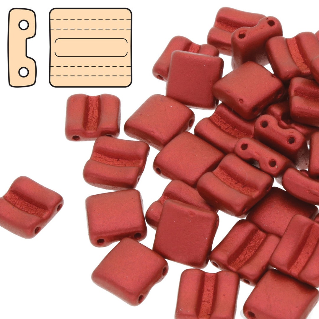 Fixer Beads - Horizontal Holes, Chalk Lava Red, 8 X 7 Mm, (01890), 20 ...