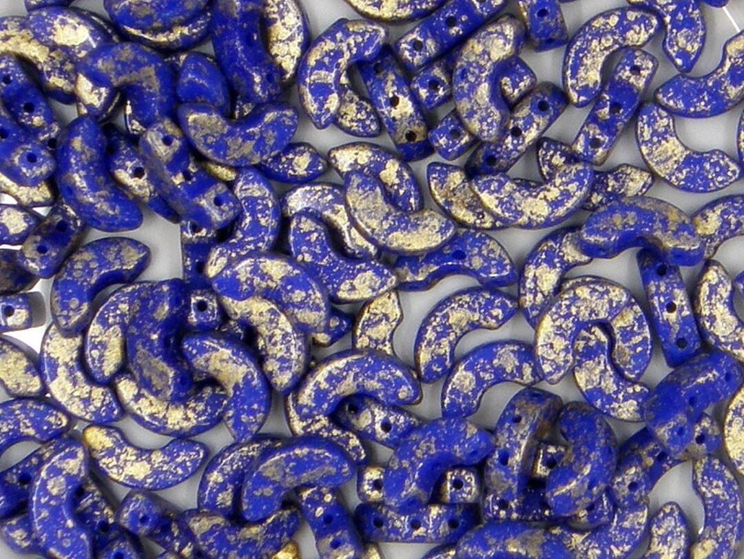 Arcos® Par Puca® Bead, Opaque Sapphire Splash, 3-hole, 30 Count, 5 X 10 ...