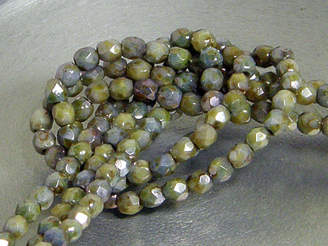 Fire Polish, Luster Opaque Green, 4mm Round Bead, P65431, 50 Count - Etsy