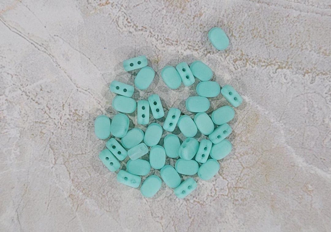 Lipsi Par Puca Bead, Blue Green Opal Matte, 5 Grams, 7 X 4 Mm, Czech ...