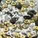 Superduo, Silver and Gold Mix, 2 Hole Beads, (duo5mix156), 2.5mmx5mm, 9 ...