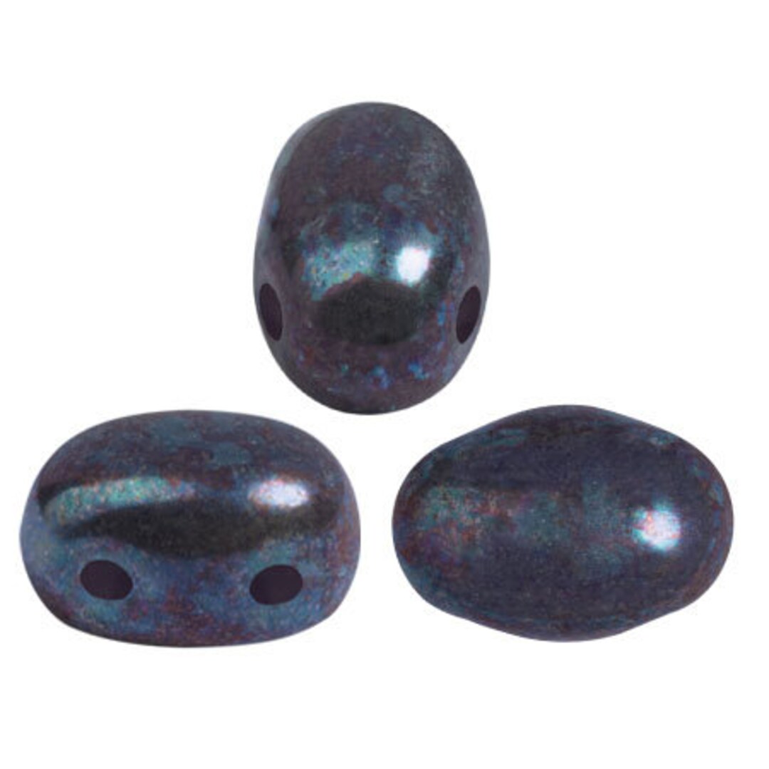 Samos® Par Puca® Bead, Opaque Grey Nebula, 2-hole, 25 Count, 7 X 5 Mm ...