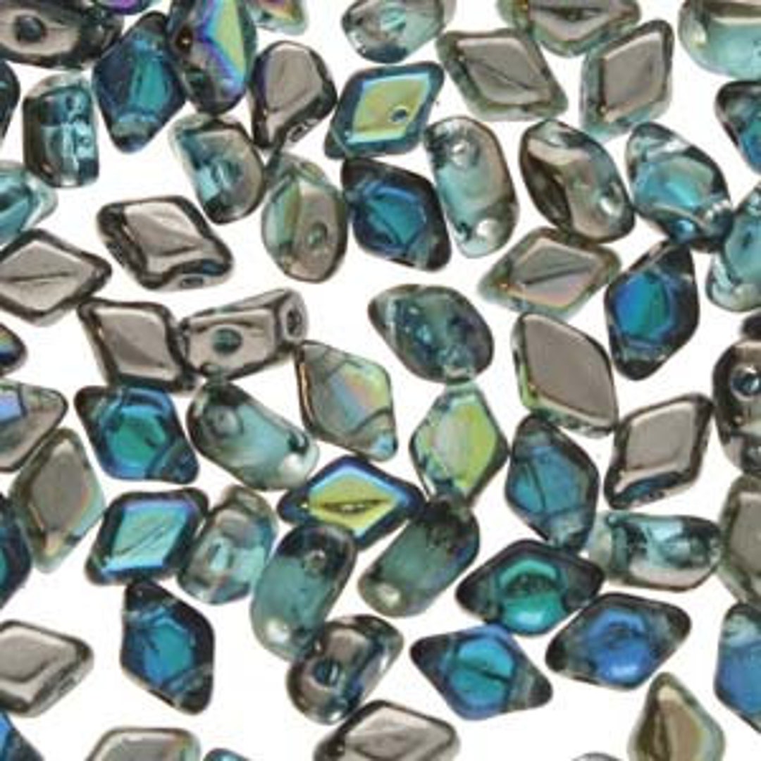 MINI Gemduo Beads, Aqua Graphite Rainbow, 50 Count, 6 X 4 Mm 2-hole ...