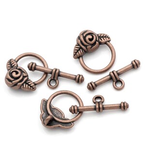 Toggle Clasp, Tibetan Style Rose Clasp, Antique Copper Toggle Clasp ...
