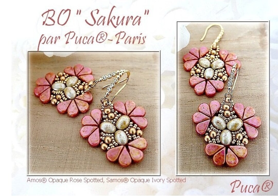 FREE! Sakura Earrings Pattern by Par Puca - Paris, Free With Bead ...