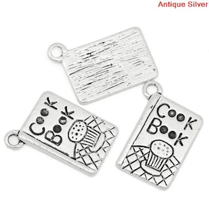 Cook Book Charm, Antique Silver Finish (CH-AS-10), 10 Count - Etsy