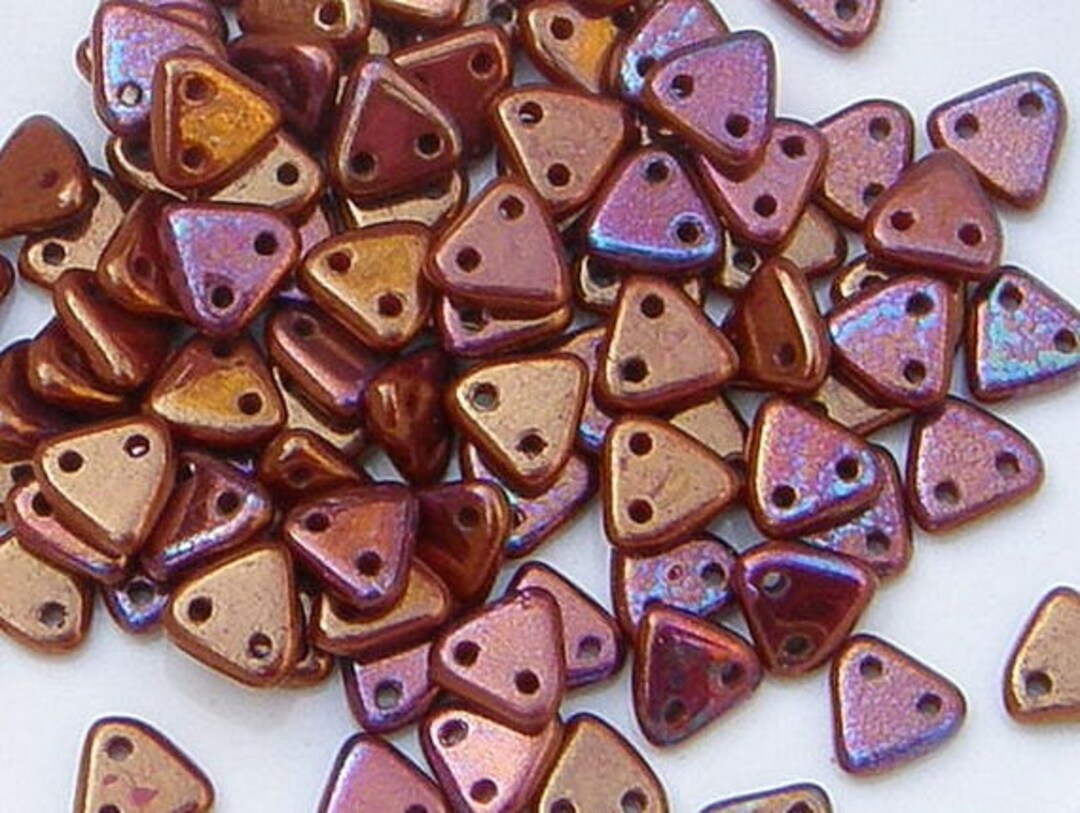 Czechmate Triangle, Bronze Luster Iris Red, 2 Hole Bead, (R14415), 50 ...