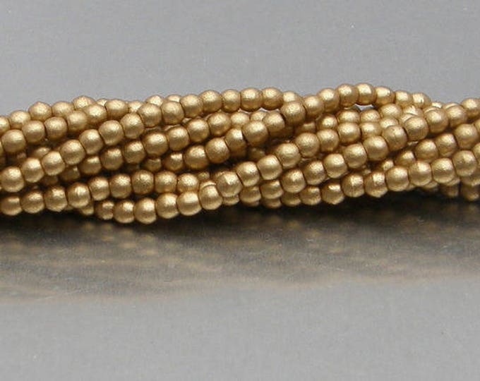 4mm Round Bead, Bronze Pale Gold (matte Metallic Flax), Druk Bead, (5 ...