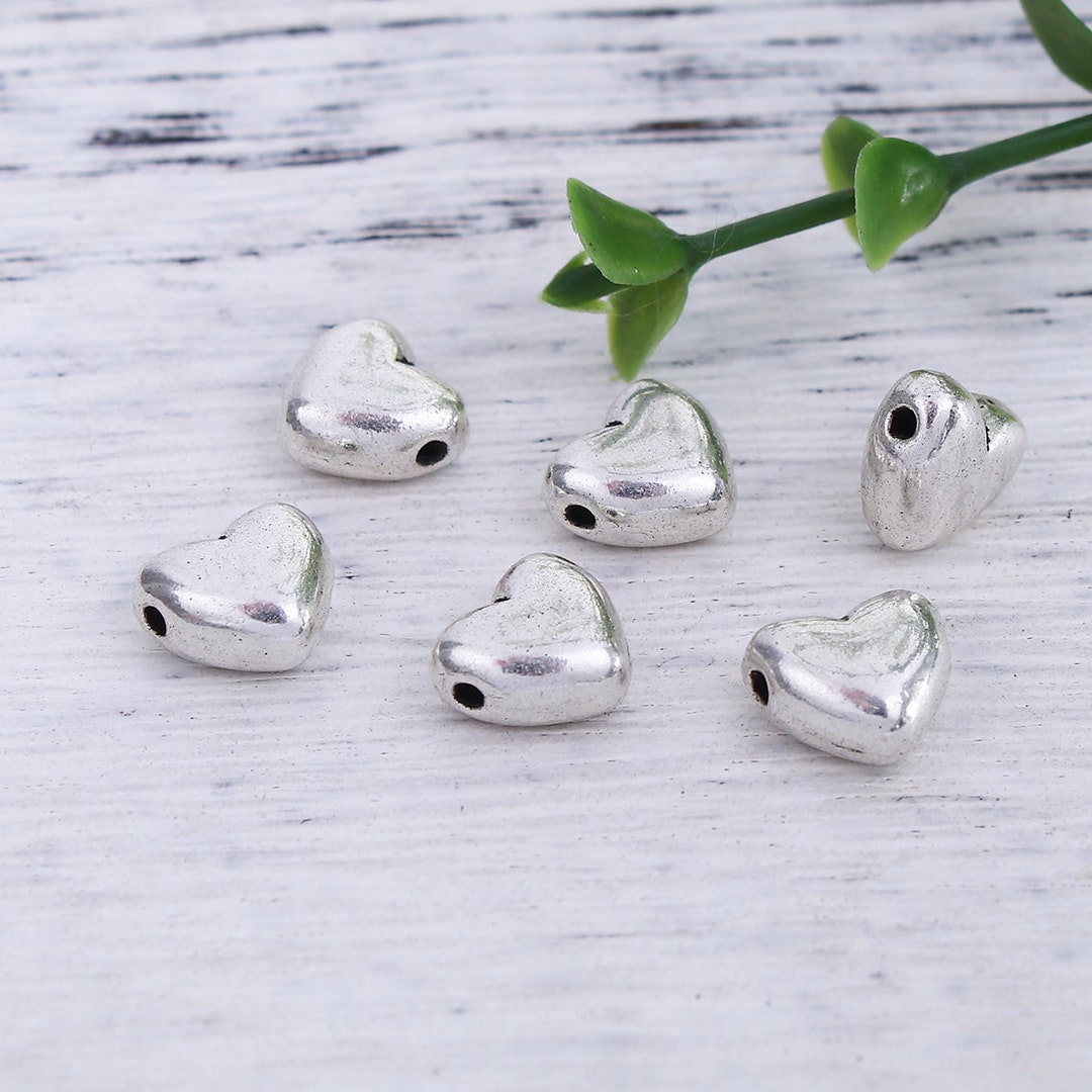 Heart Spacer Bead, Antique Silver Finish, 10x9mm, SB-HEART-AS-1, 10 ...