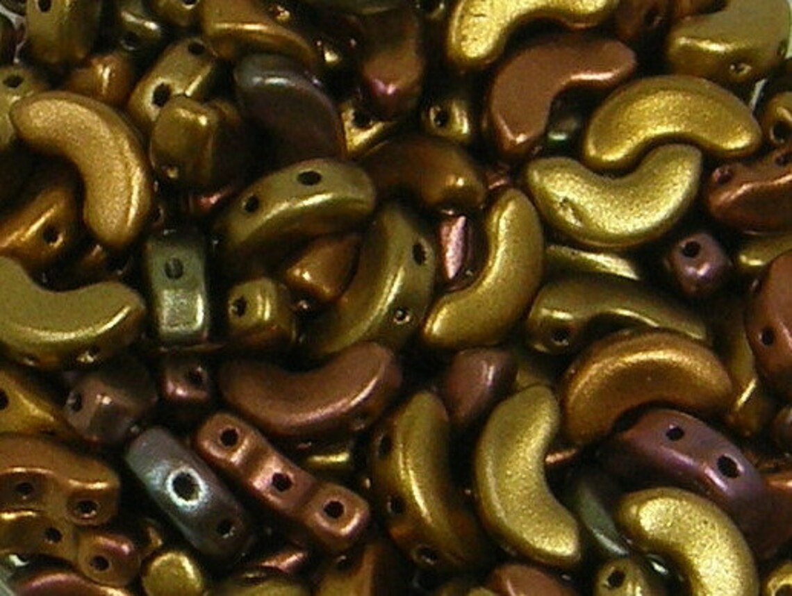 Arcos Par Puca Bead, Yellow Gold Metallic Iris, 3-hole, 30 Count, 5 X ...