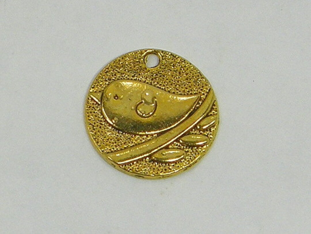 Bird Charm, Pendant, Antique Gold Finish (CH-G-6), 5 Count - Etsy