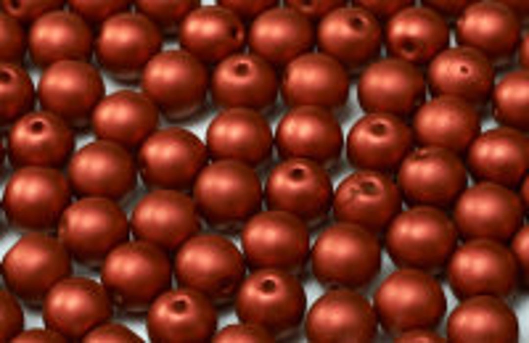 Matte Metallic Lava (red Metallic Matte) Druk Round Beads, 6mm, (K0189 ...