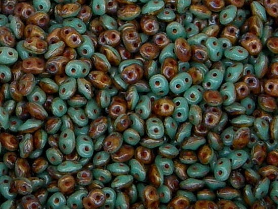 Superduo Duets Green Turquoise Ivory Dark Travertine 2 Hole | Etsy