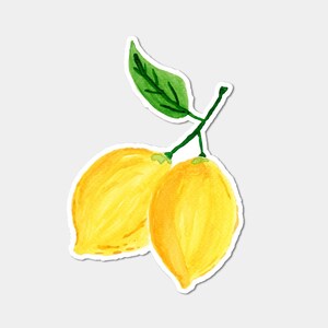 Lemon Vinyl Sticker | Watercolor Citrus Decal Sticker | Die Cut Durable ...