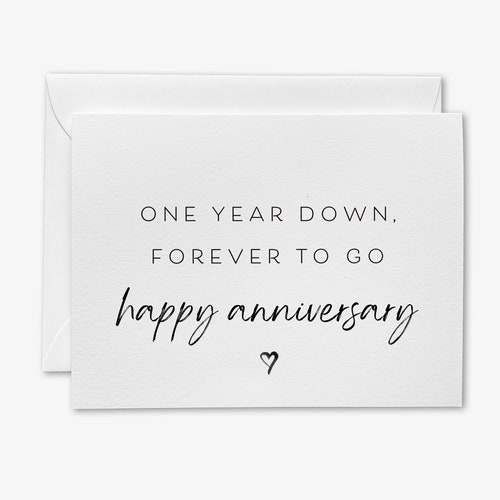 Navy Blue One Year Down Forever to Go Happy Anniversary Card - Etsy