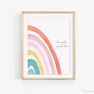 Boho Rainbow Watercolor Print | Rainbow Quote Wall Art | Be A Rainbow ...