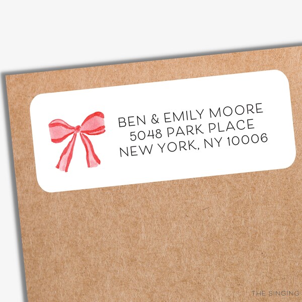 Red Bow Address Labels - Etsy