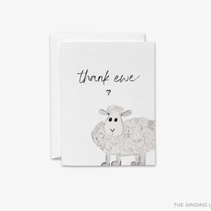 Thank You Sheep Pun Cards Thank Ewe Punny Greeting Cards Sheep Lovers ...