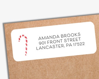 Personalized Return Address Label Christmas Address Labels Candy Cane ...