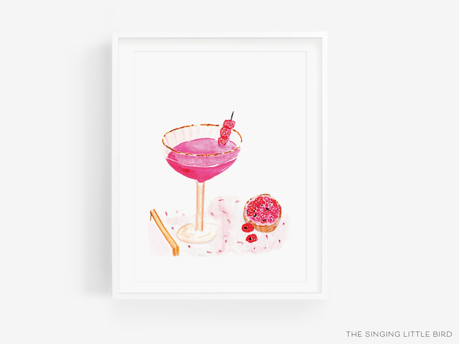 Pink Coupe Martini Art Print | Kitchen Watercolor - Etsy