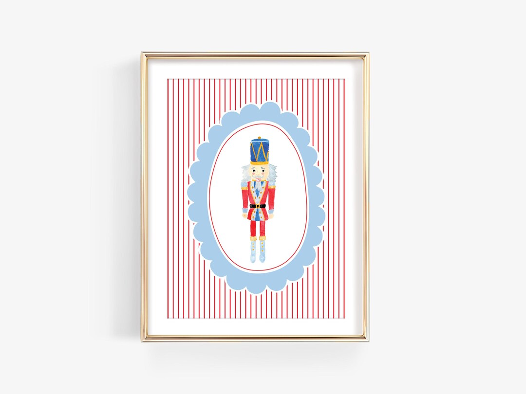 Red Stripe Nutcracker Watercolor Print | Hand Painted Christmas Art ...