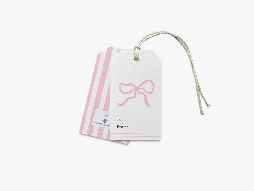 Pink Bow Gift Tags sets of 8 Girly Tag Feminine Tag Watercolor Tag ...