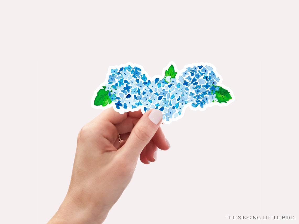 Hydrangea Vinyl Sticker | Watercolor Flower Decal Sticker | Die Cut ...
