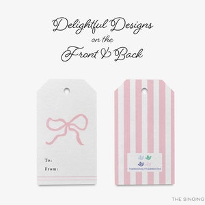 Pink Bow Gift Tags sets of 8 Girly Tag Feminine Tag Watercolor Tag ...
